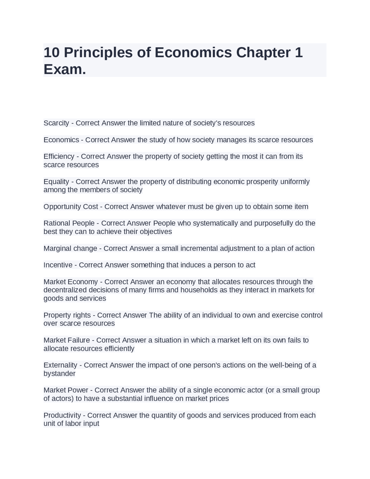 10 Principles of Economics: Key Concepts and Exam Questions | Exams ...