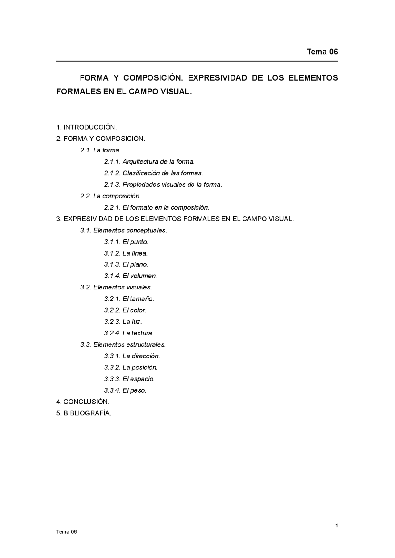 TEMA 6. Forma y composición. Expresividad de los elementos formales en ...