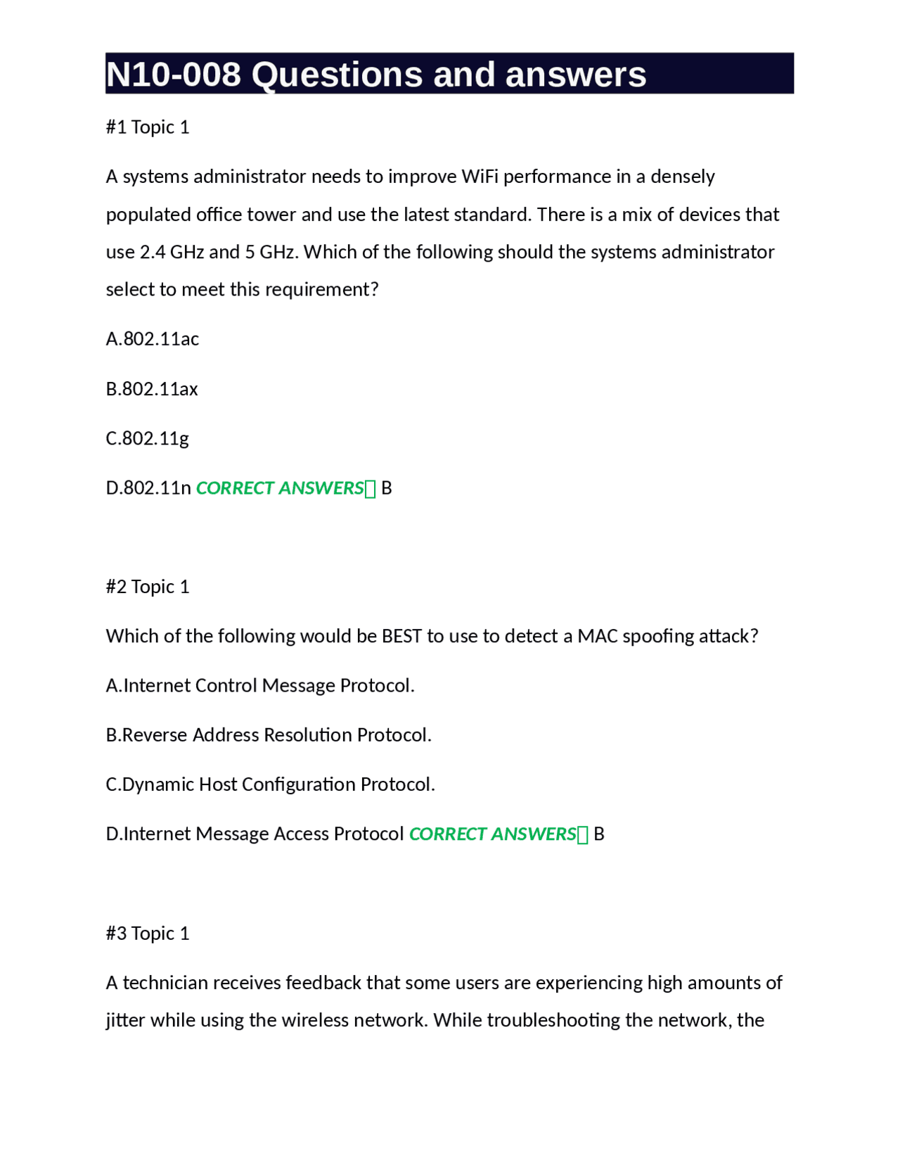 N10-008 Questions and answers vN10-008 Questions and answers | Exams ...