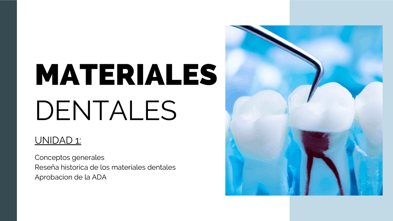 materiales dentales l | Esquemas y mapas conceptuales de Materiales | Docsity