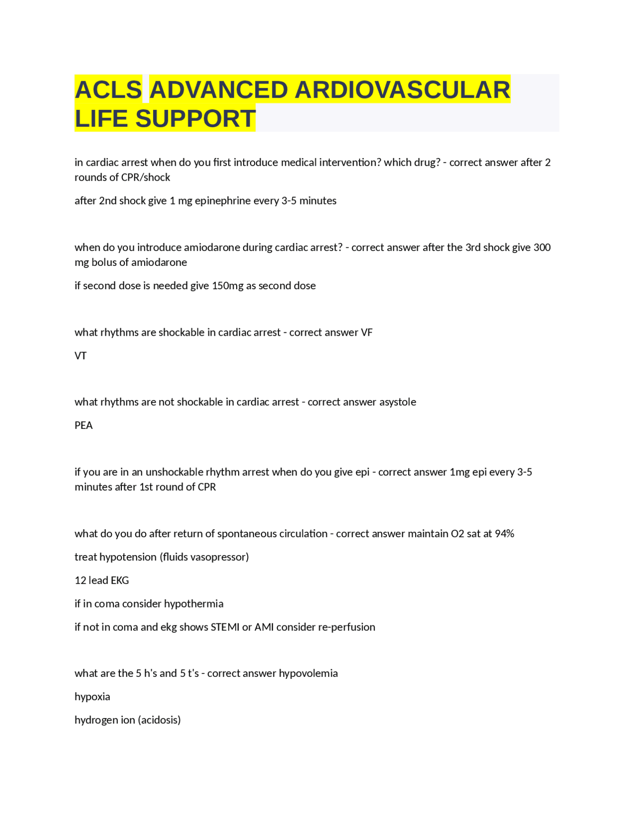 Advanced Cardiovascular Life Support: Drug Administration and Rhythm ...