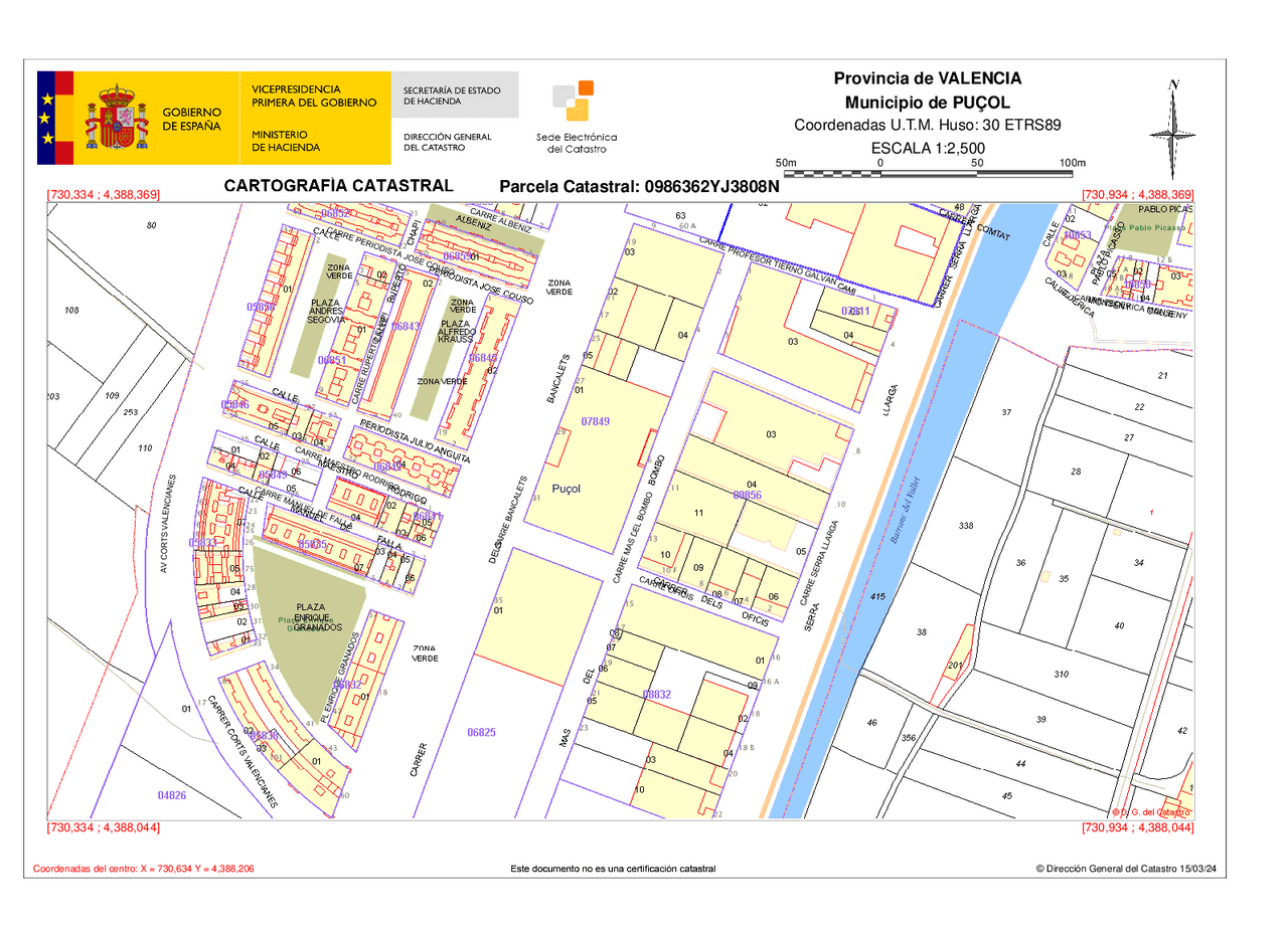 Plano Catastral de Parcela en Puçol, Valencia | Ejercicios de Derecho ...