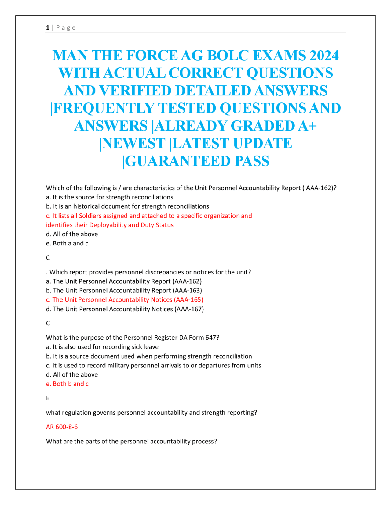 Military Personnel Accountability & Strength Reporting: Regulations ...