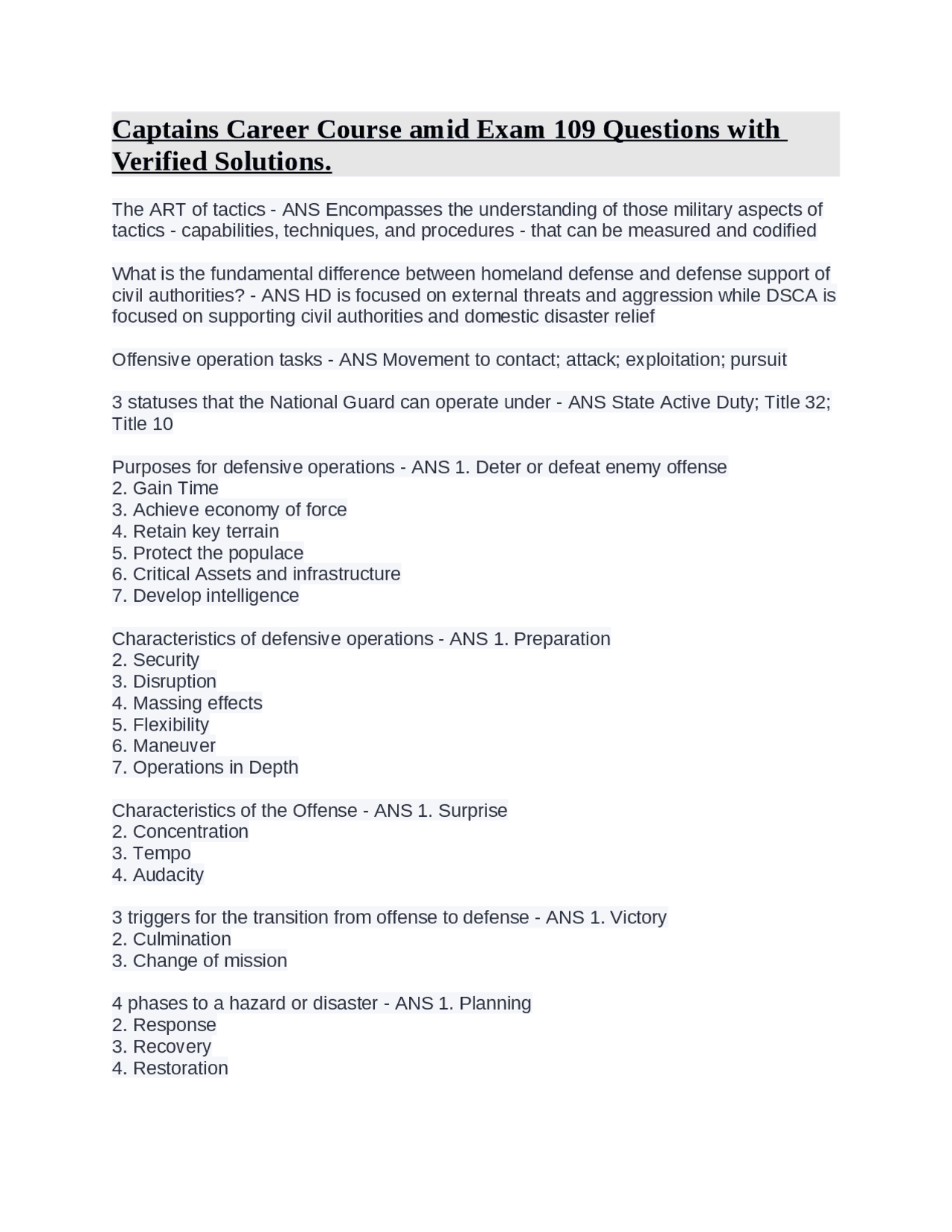 Captains Career Course Amid Exam 109 Questions With Verified Solutions Exams Socialization