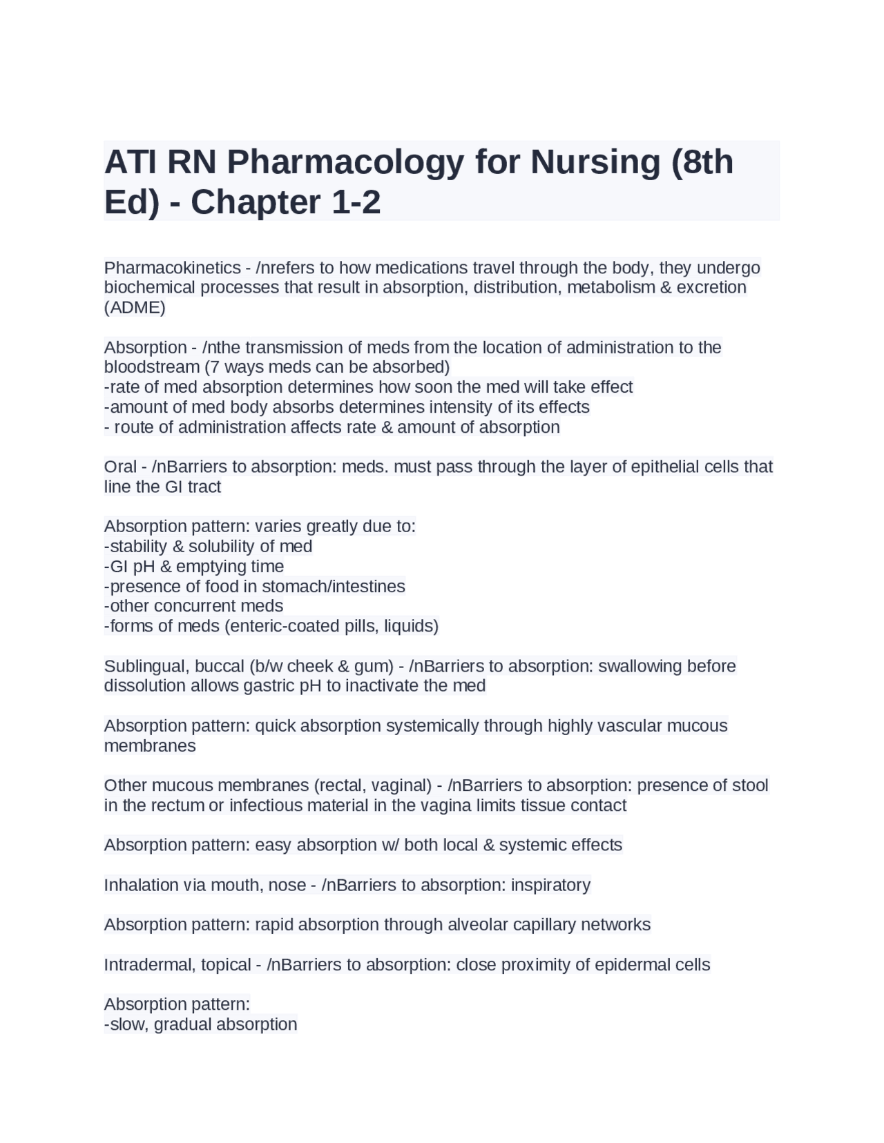 ATI RN Pharmacology for Nursing (8th Ed) - Chapter 1-2 | Exams Nursing ...