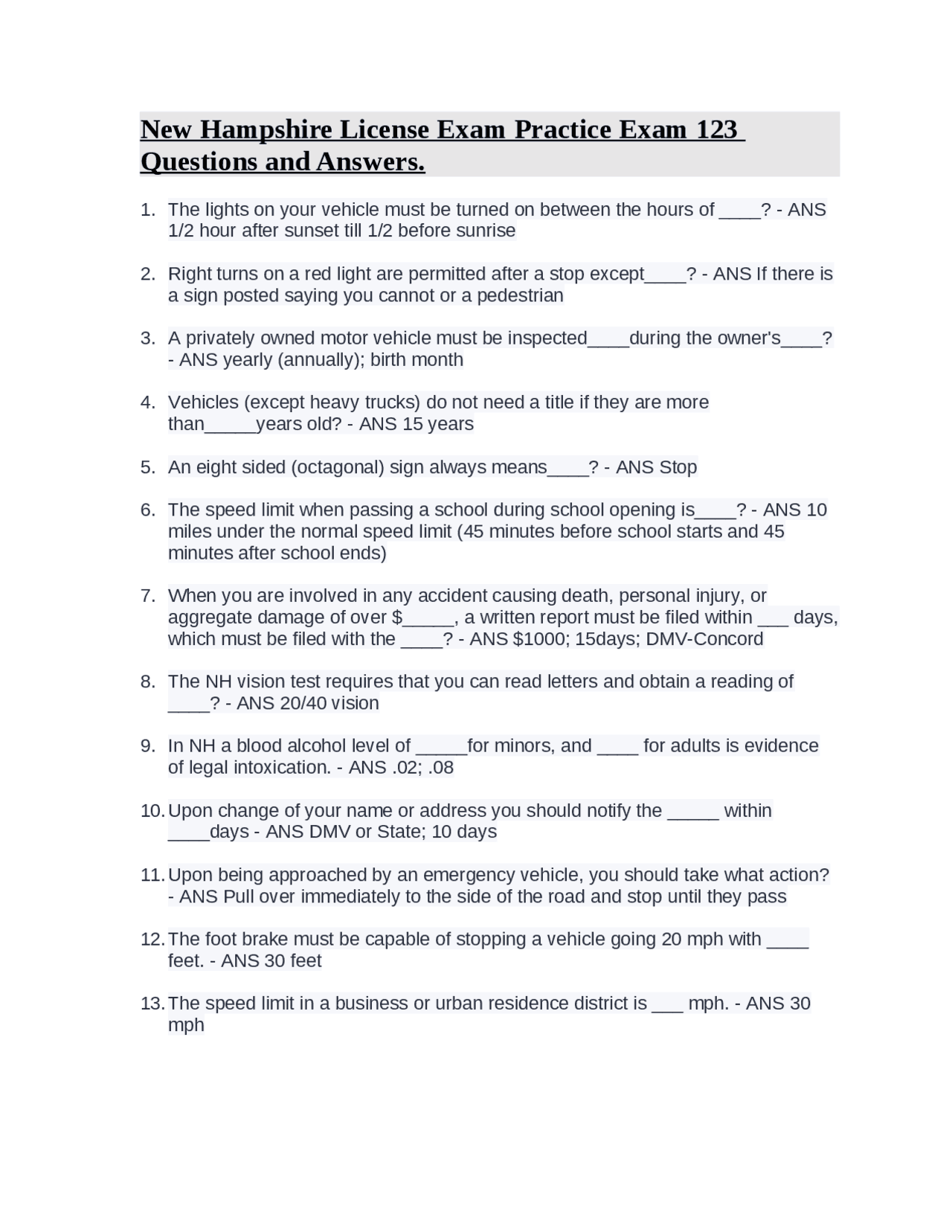 New Hampshire Driver's Manual: Key Regulations and Safe Driving ...