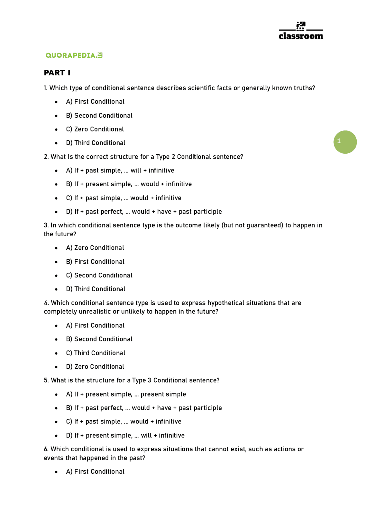 Conditional Sentences in English Grammar | Assignments Technical English | Docsity