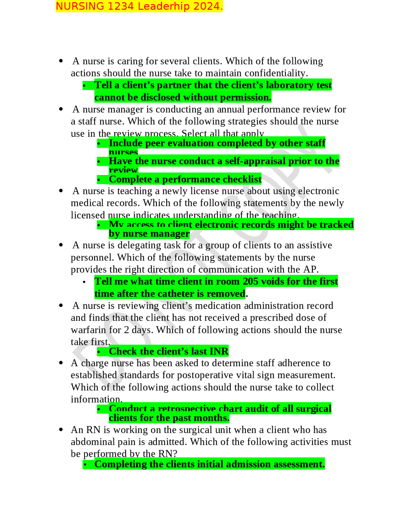 Nursing Scenarios: Role of a Nurse in Client Care and Management ...