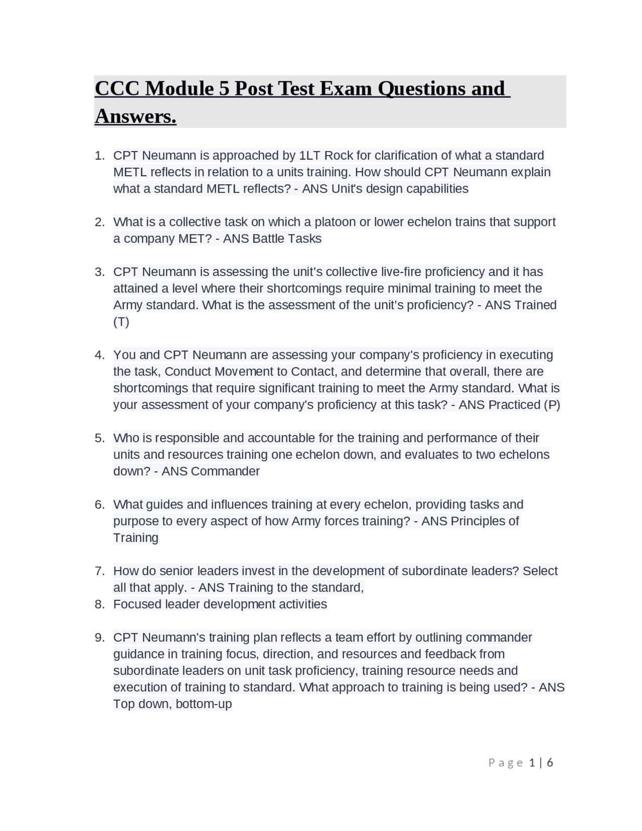 Ccc Module 5 Post Test Exam Questions And Answers Exams Hospitality And Tourism Docsity