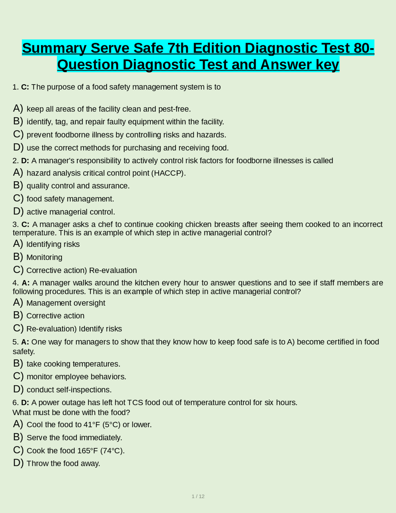 Food Safety Management System and Practices: Questions and Answers ...