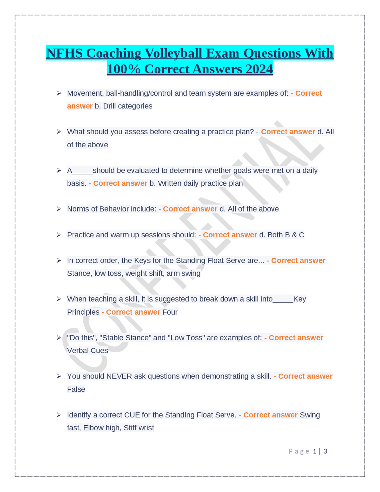 Volleyball Exam Questions and Answers for NFHS Coaching Certification ...