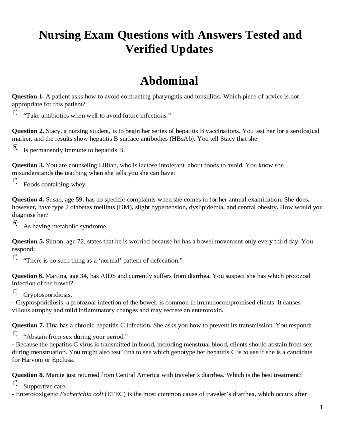 Nursing Exam Questions with Answers Tested and Verified Updates | Exams ...