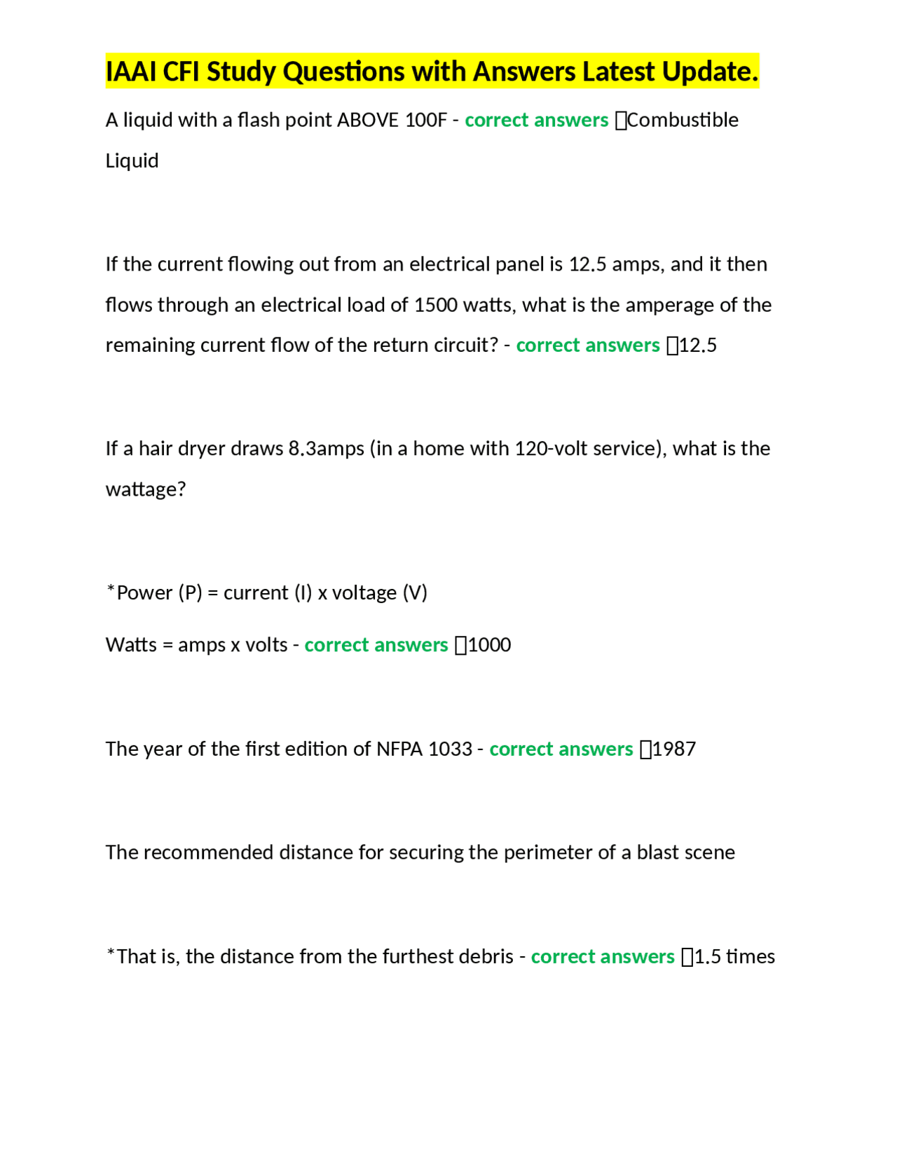 IAAI CFI Study Questions: Fire Investigation Answers and Explanations ...