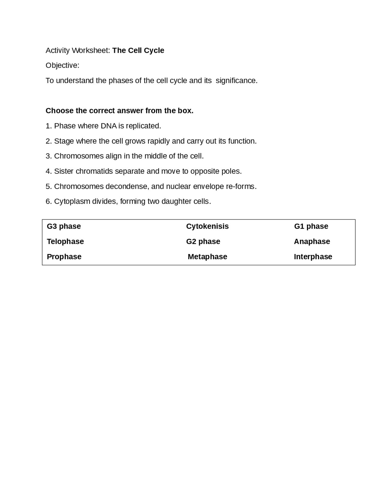 The Phases of Mitosis | Quizzes Biology | Docsity