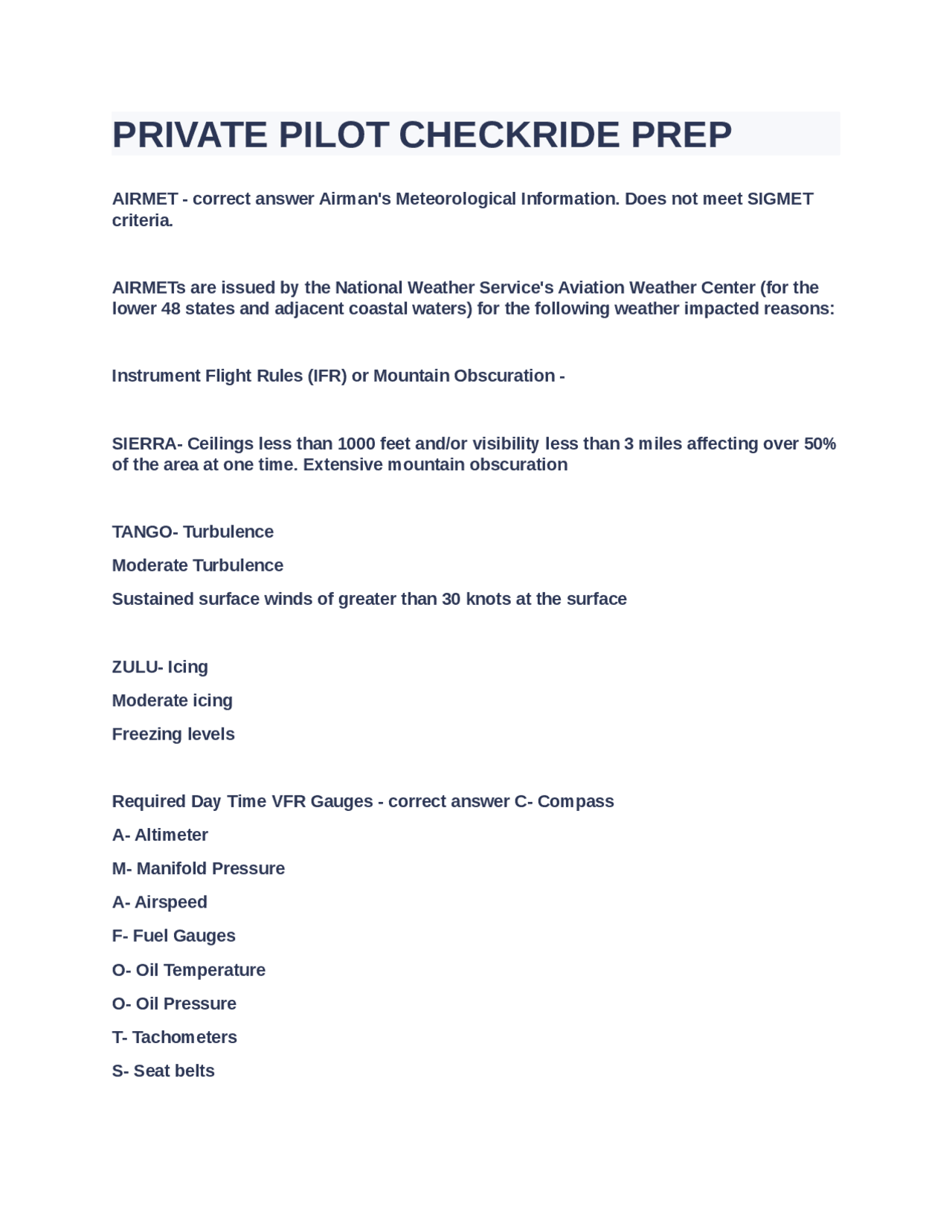 Private Pilot Checkride Preparation: Aviation Weather and Aircraft ...