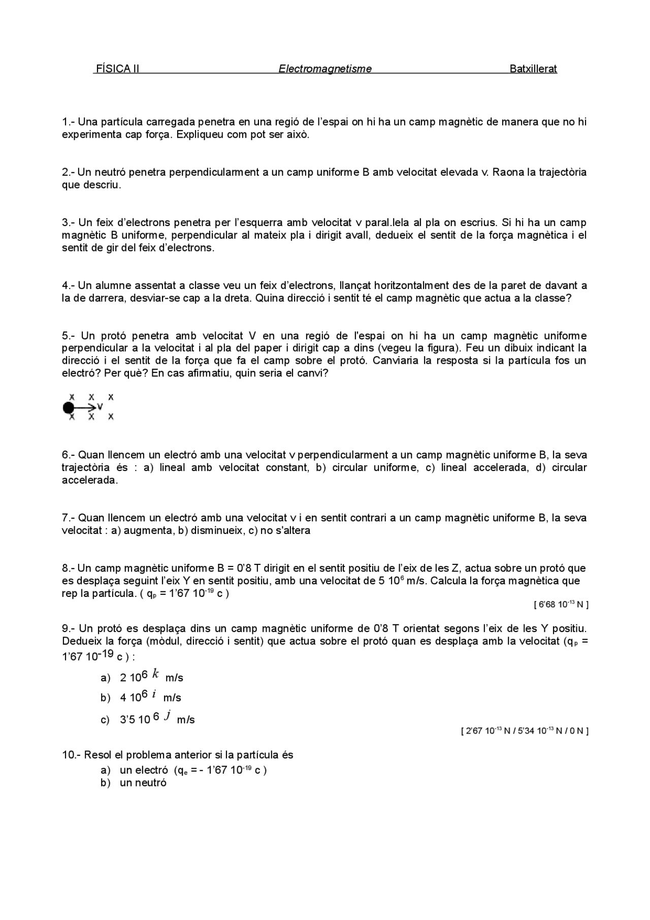 Exercicis d’electromagnetísme | Ejercicios de Física | Docsity