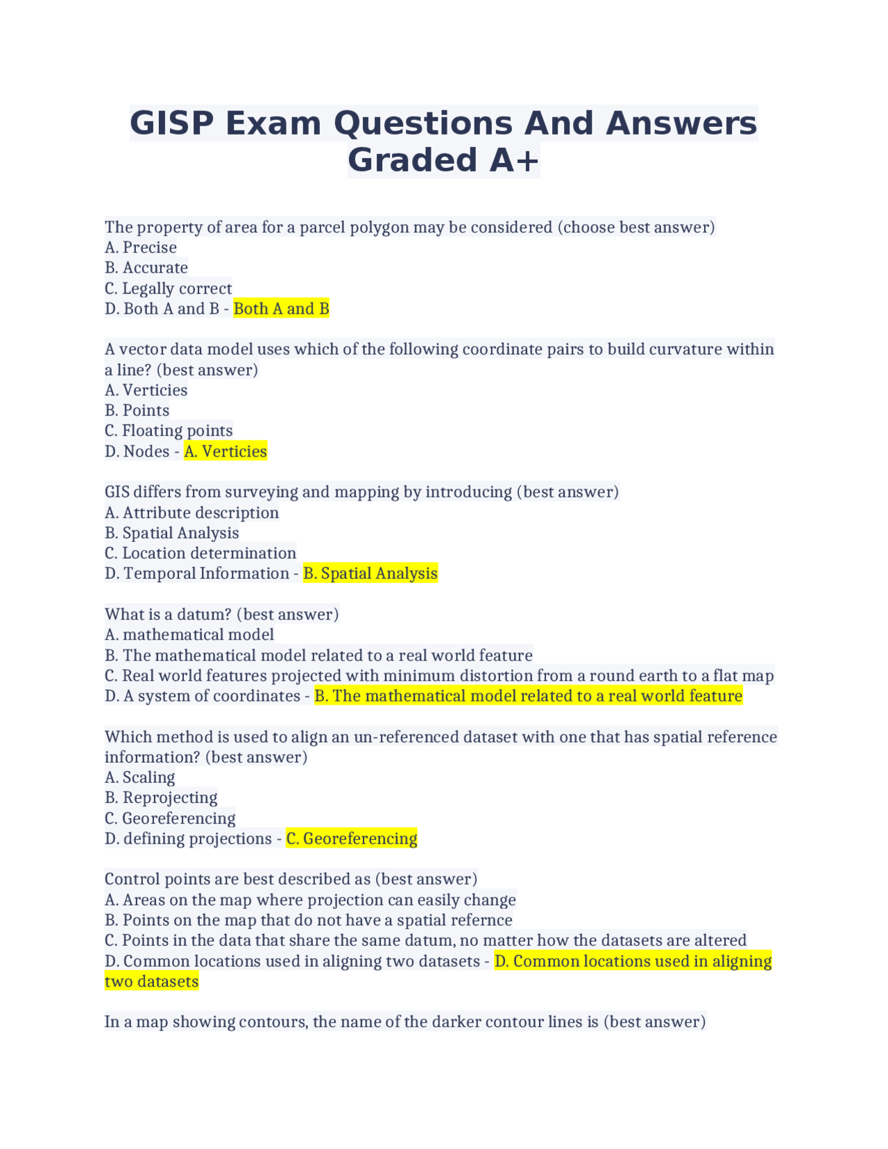 GISP Exam Questions And Answers Graded A+ | Exams Advanced Education | Docsity