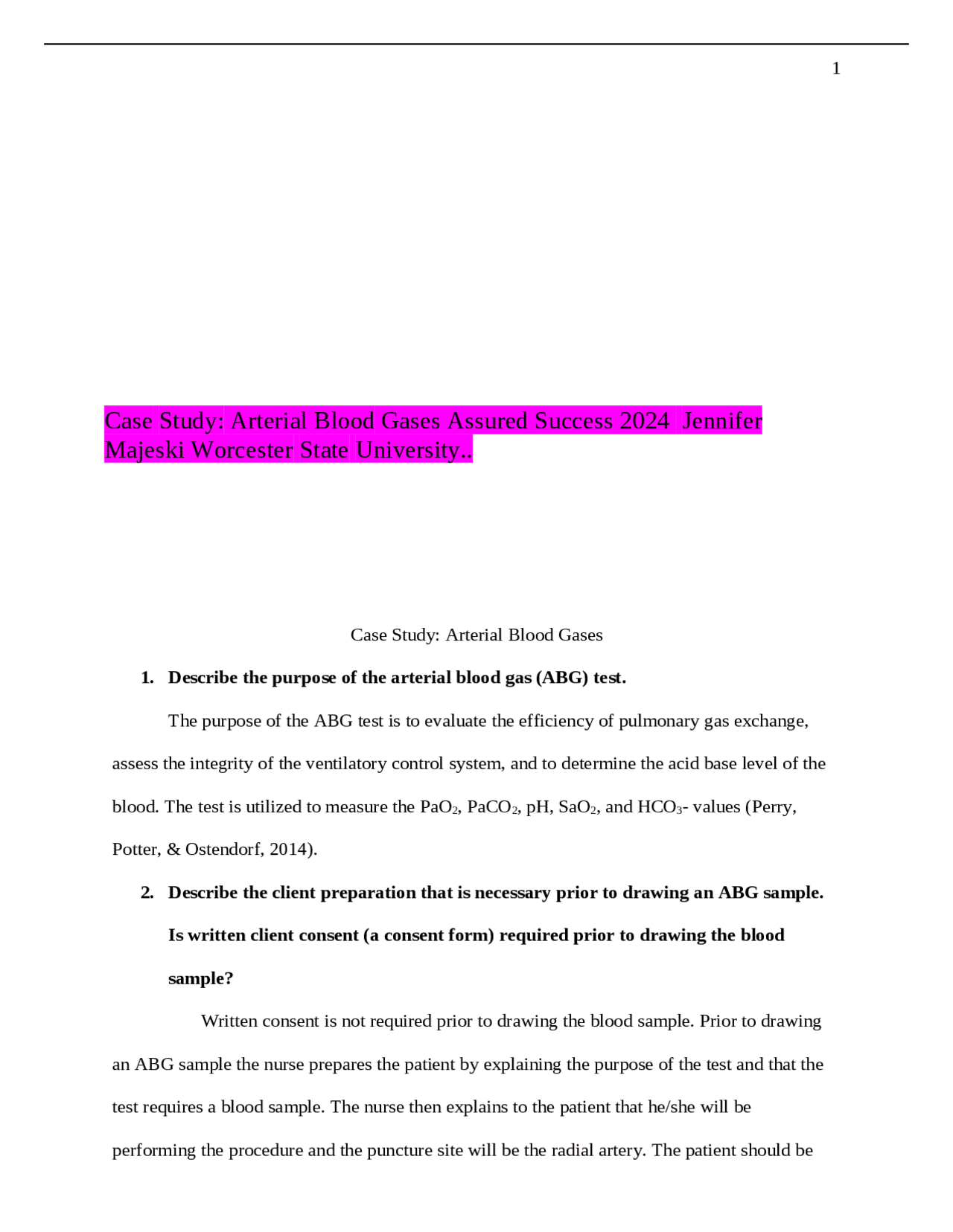 Arterial Blood Gas Test: Procedure, Preparation, and Complications ...