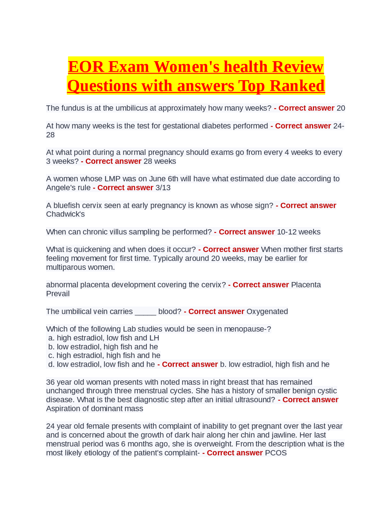 Gynecology and Obstetrics: Case-Based Questions and Answers | Exams ...