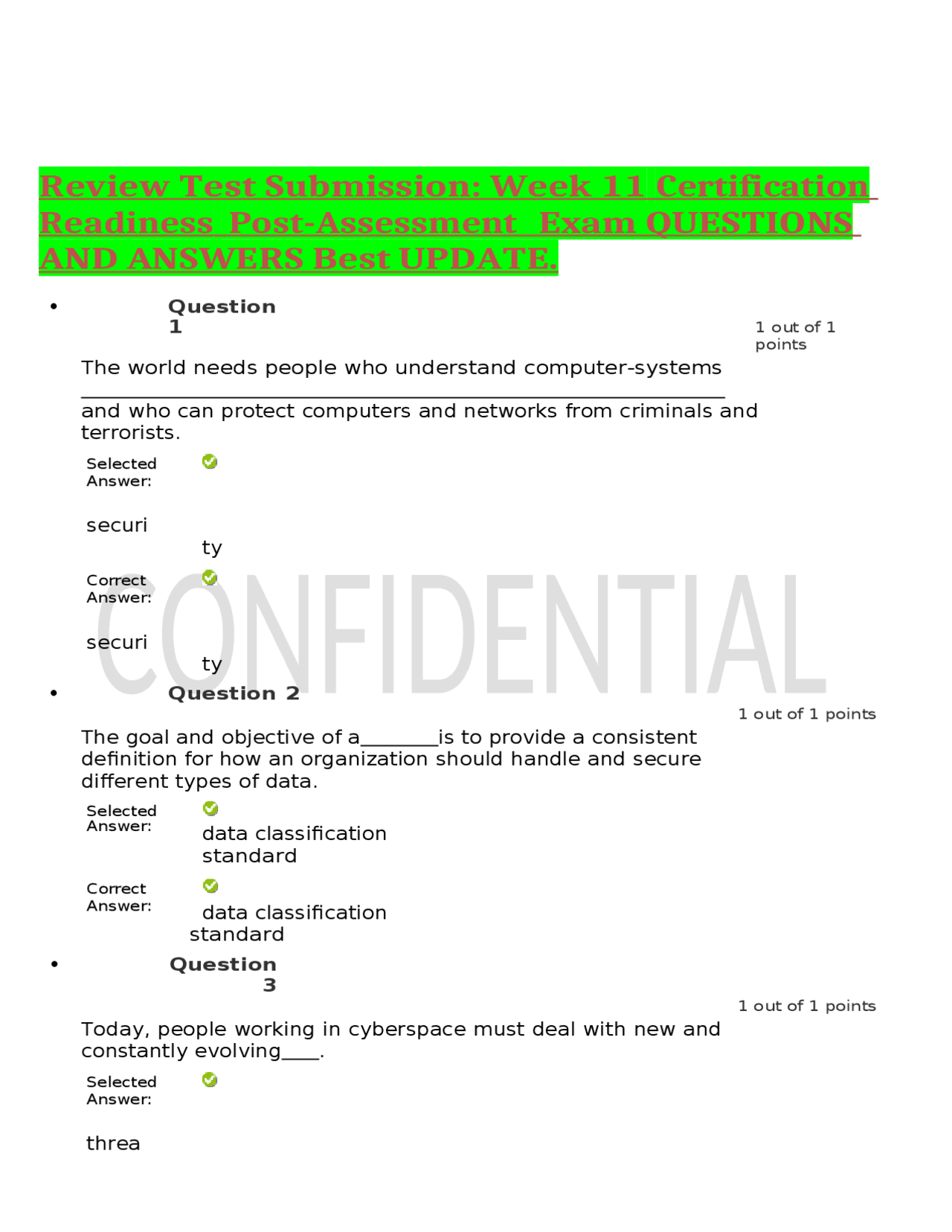 Data Classification and Security Fundamentals | Exams Nursing | Docsity