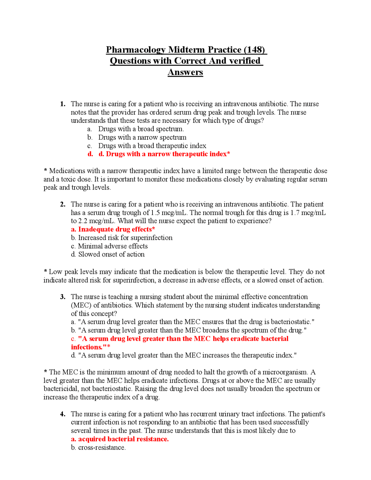 Pharmacology Midterm Practice (148) Questions with Correct And verified ...
