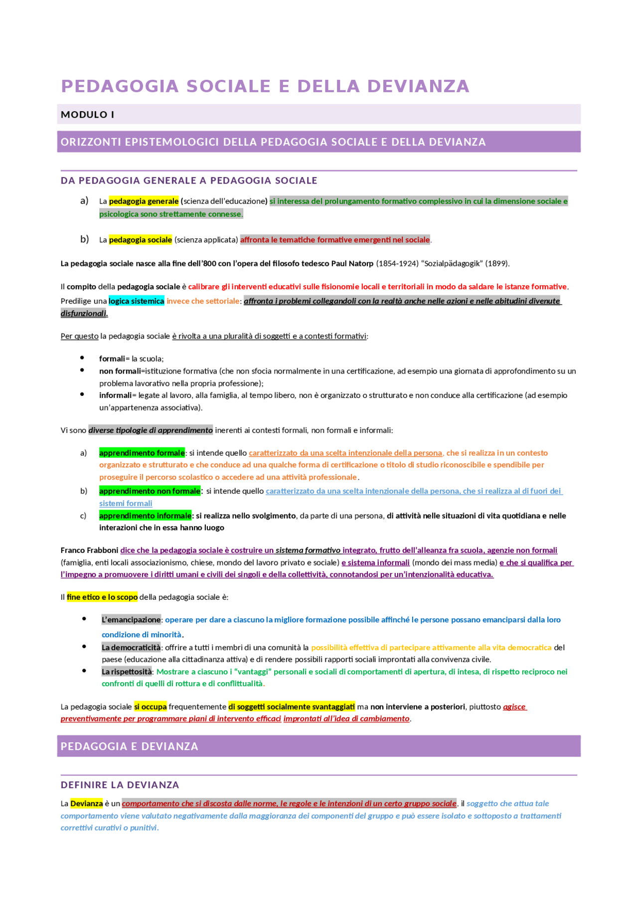 Riassunto lezioni e slide | Sbobinature di Pedagogia | Docsity