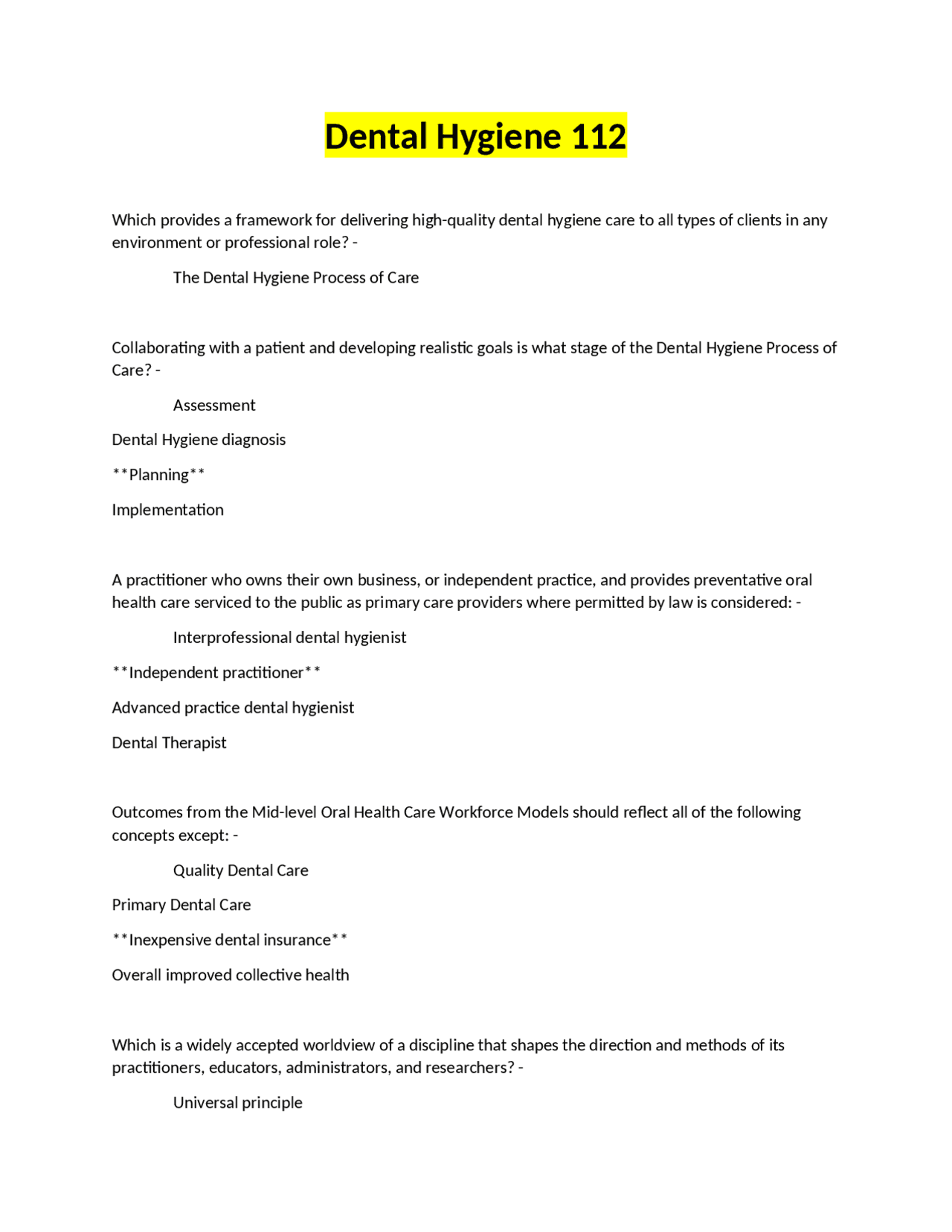 Dental Hygiene Process of Care: Framework for Delivering High-Quality ...