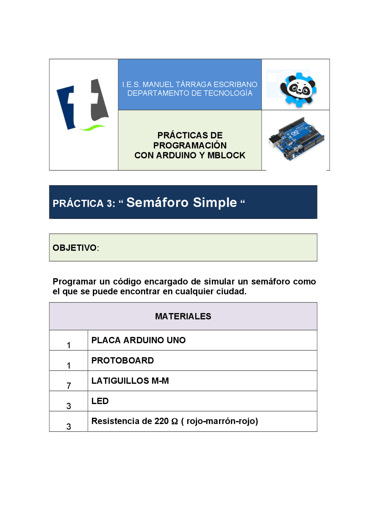 Programación con arduino | Ejercicios de Tecnología Industrial | Docsity