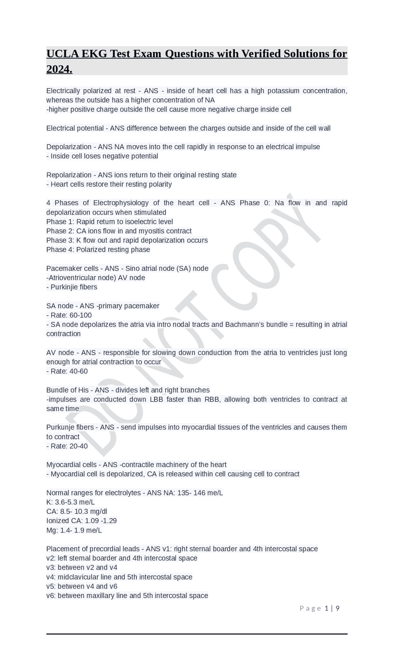 UCLA EKG Test Exam Questions with Verified Solutions for 2024. | Exams ...