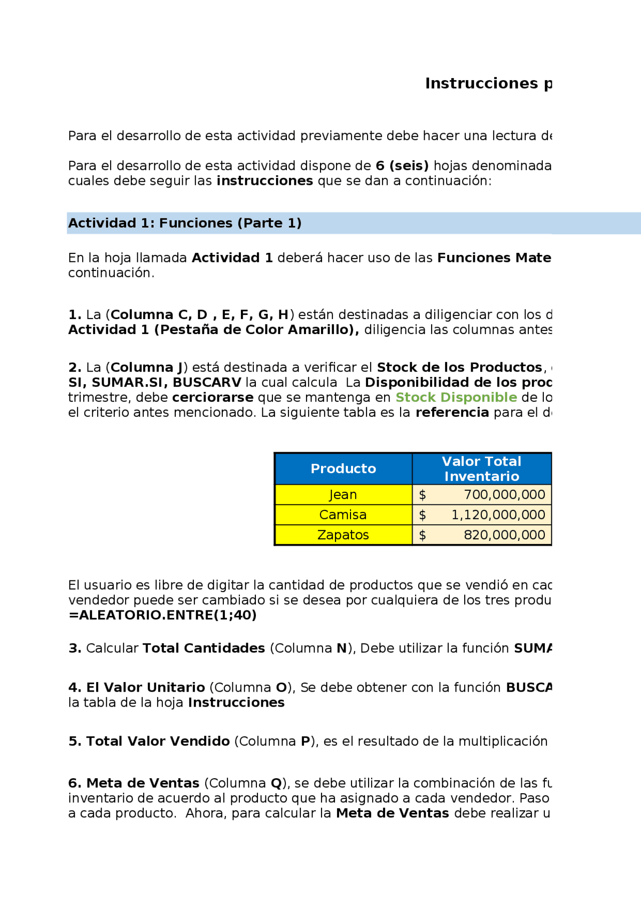 ejercicios de excel avanzado tarea 3 | Ejercicios de Competencias en MS Microsoft Excel | Docsity