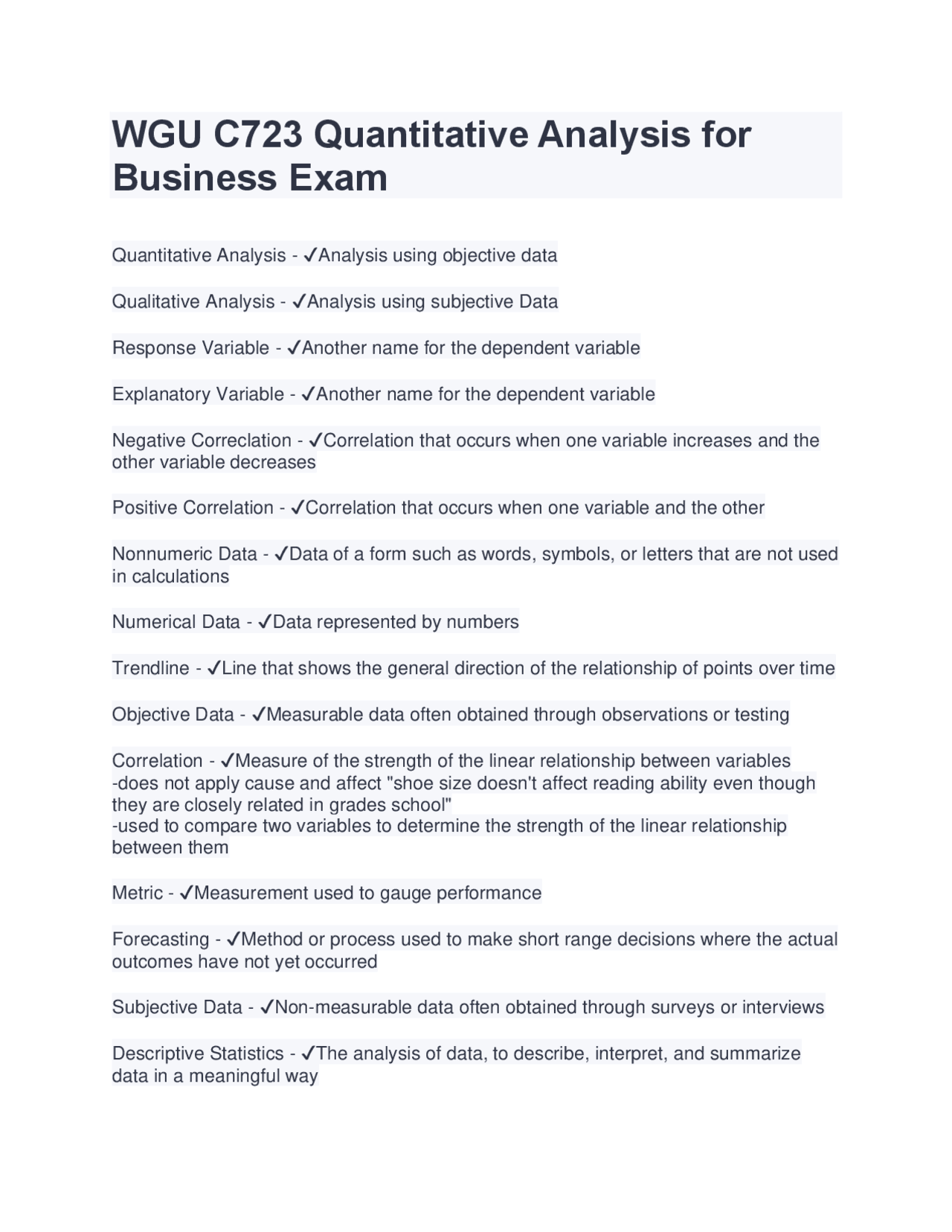 Quantitative and Qualitative Analysis for Business: Exam Notes | Exams ...