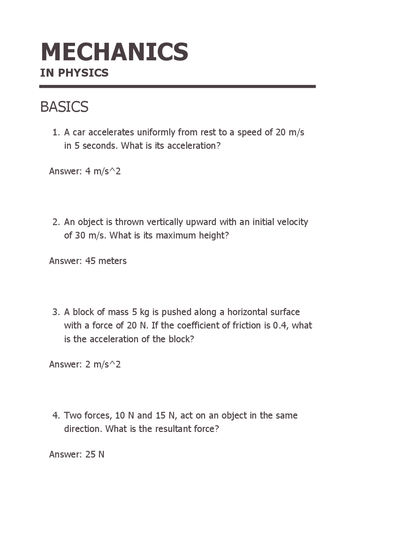 AS Level physics question and answers paper | Exercises Physics | Docsity