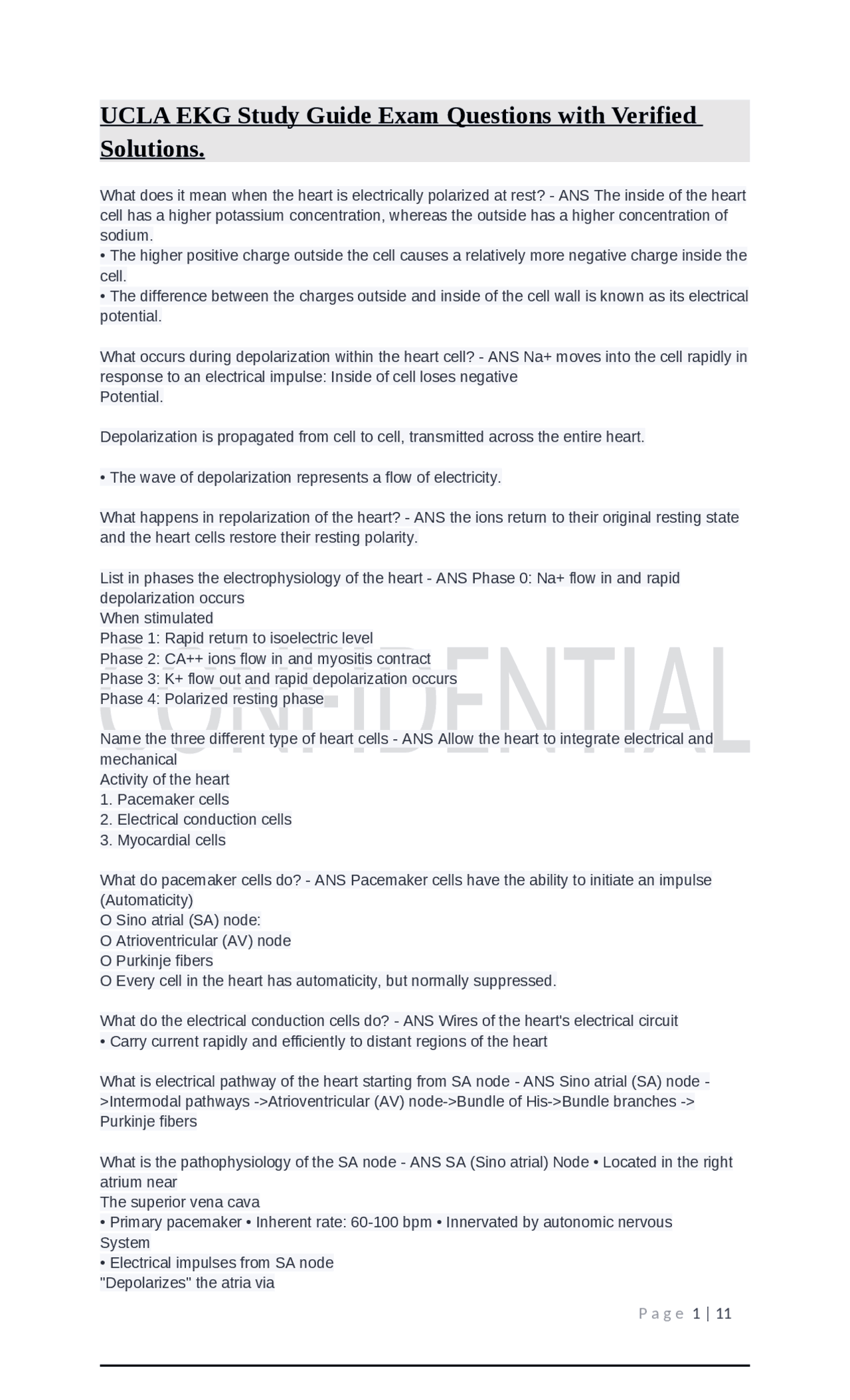 UCLA EKG Study Guide Exam Questions with Verified Solutions. | Exams ...