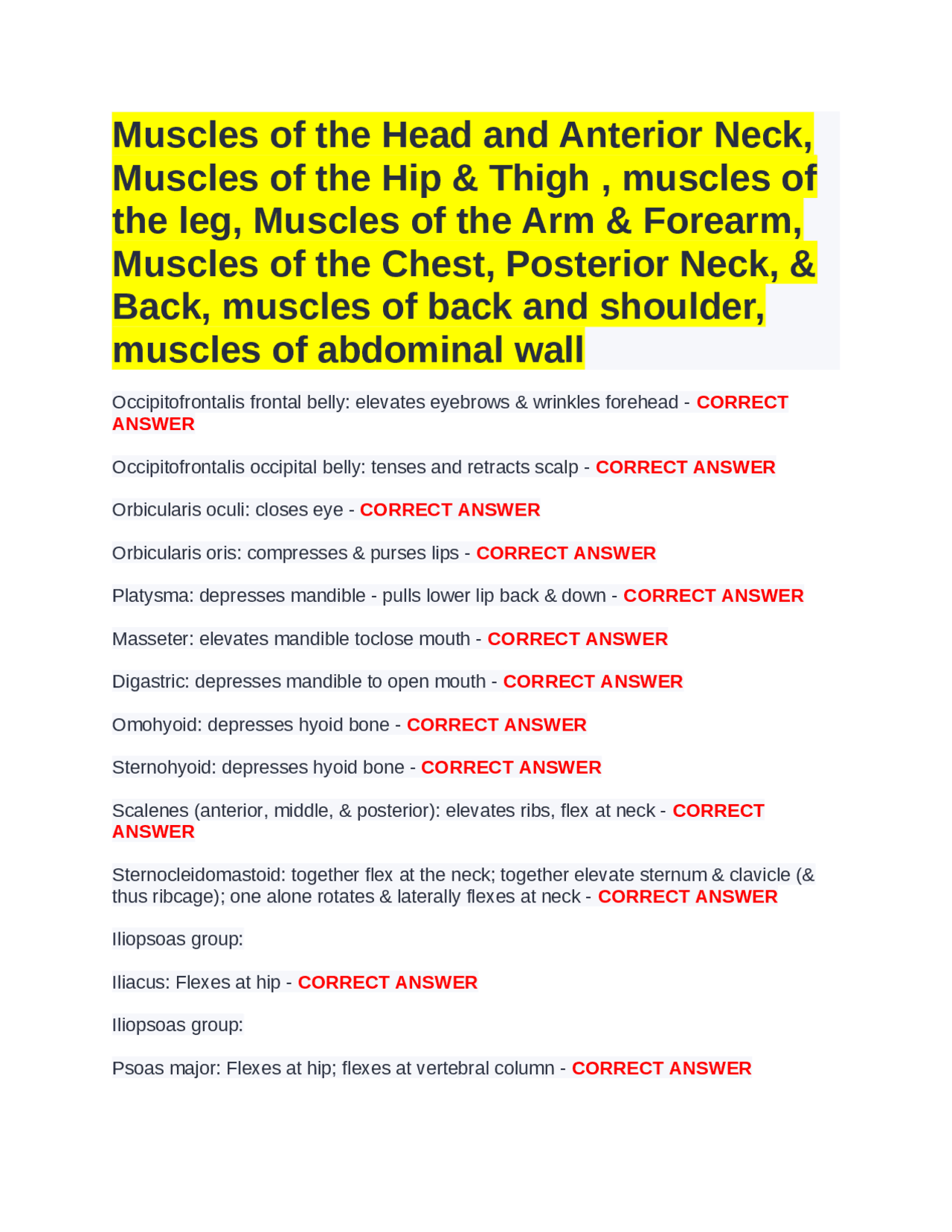 Anatomy of Muscles in the Human Body | Exams Nursing | Docsity