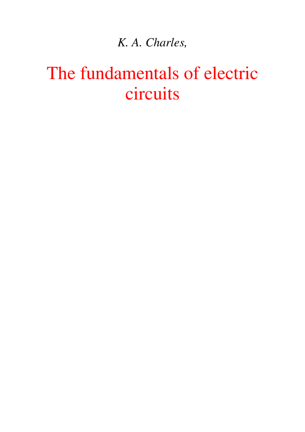 The fundamentals of electric circuits | Summaries Physics | Docsity