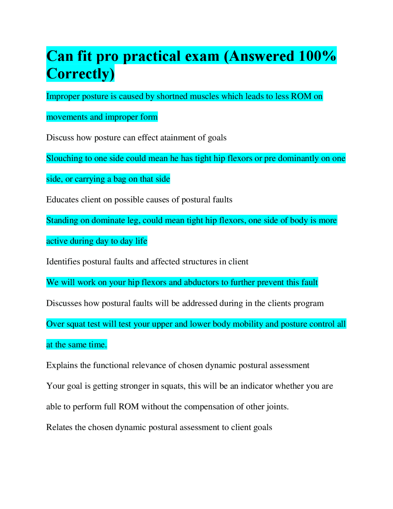 Can fit pro practical exam (Answered 100% Correctly) | Exams Nursing ...