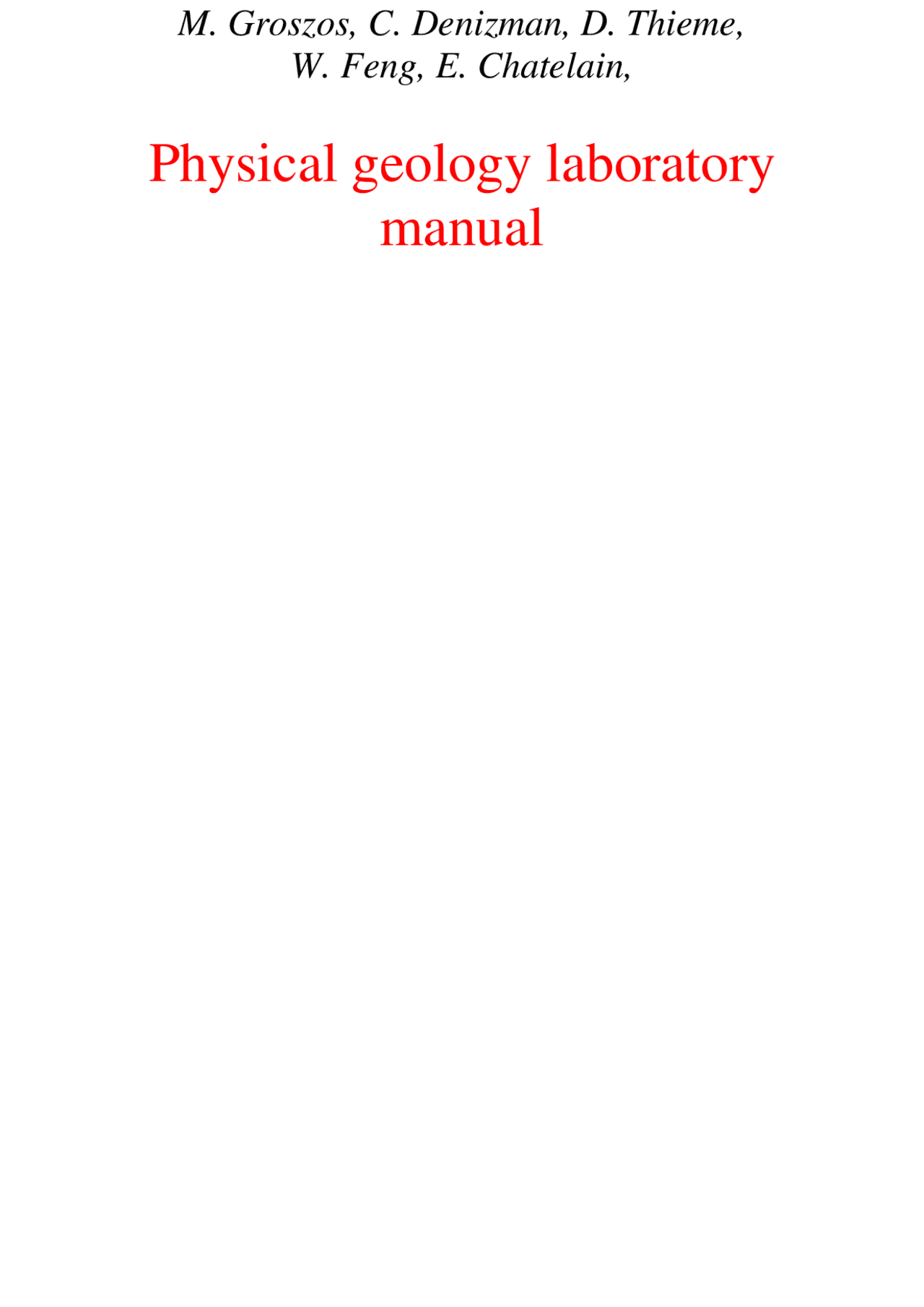 Physical Geology Laboratory Manual Summaries Geology Docsity