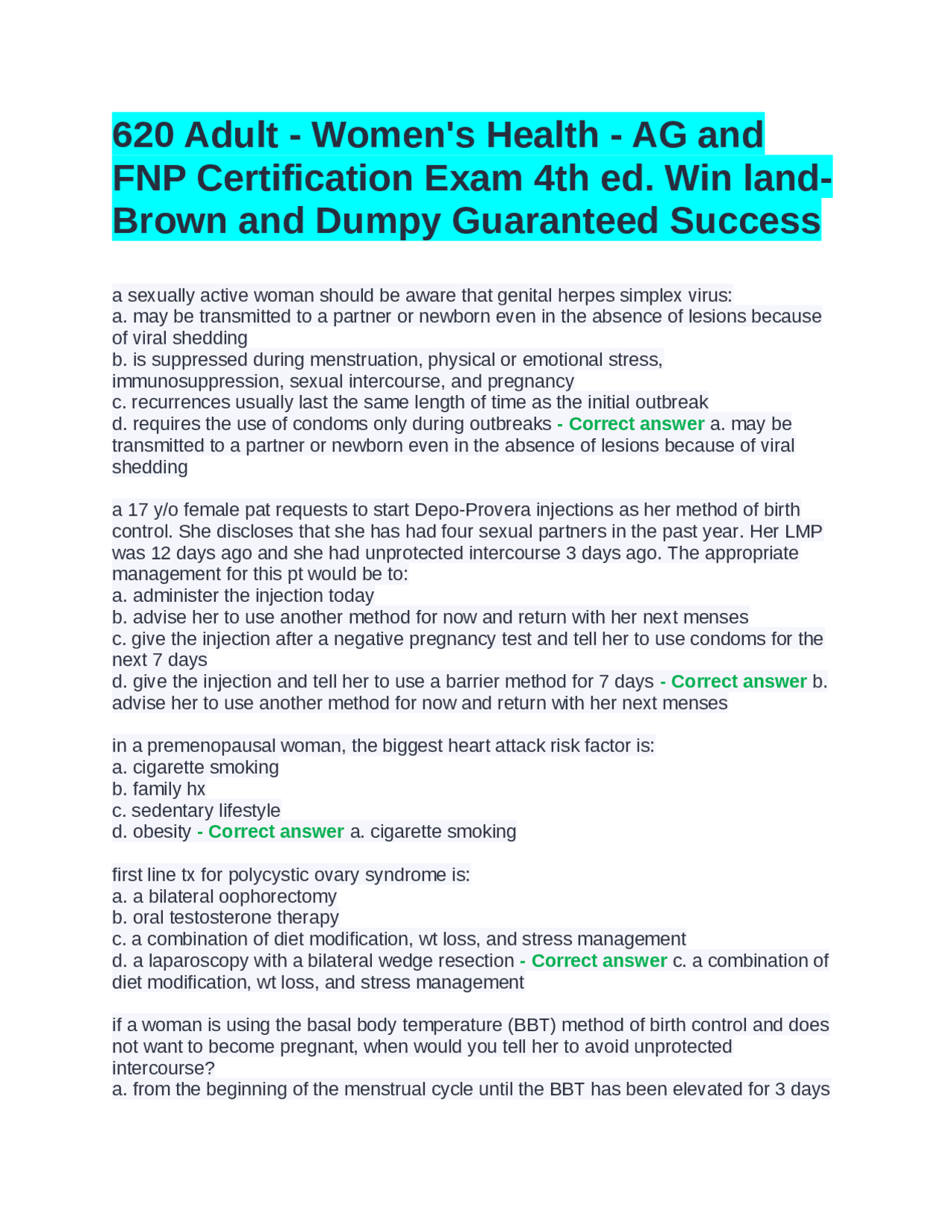 Reproductive Health: Questions and Answers | Exams Health sciences ...
