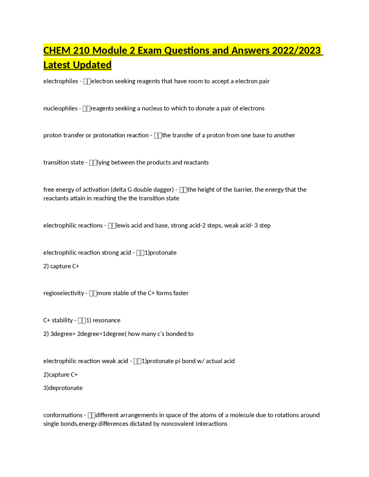 CHEM 210 Module 2 Exam Questions and Answers 2022/2023 | Exams ...