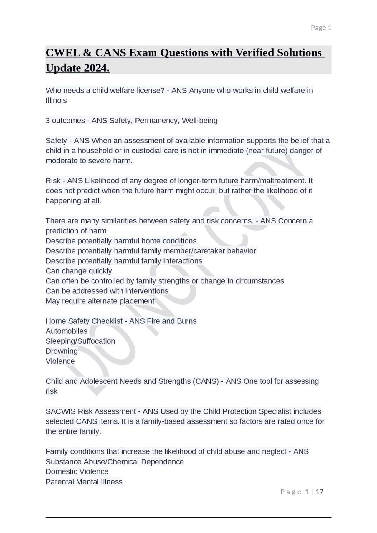 CWEL & CANS Exam Questions with Verified Solutions Update 2024. | Exams ...