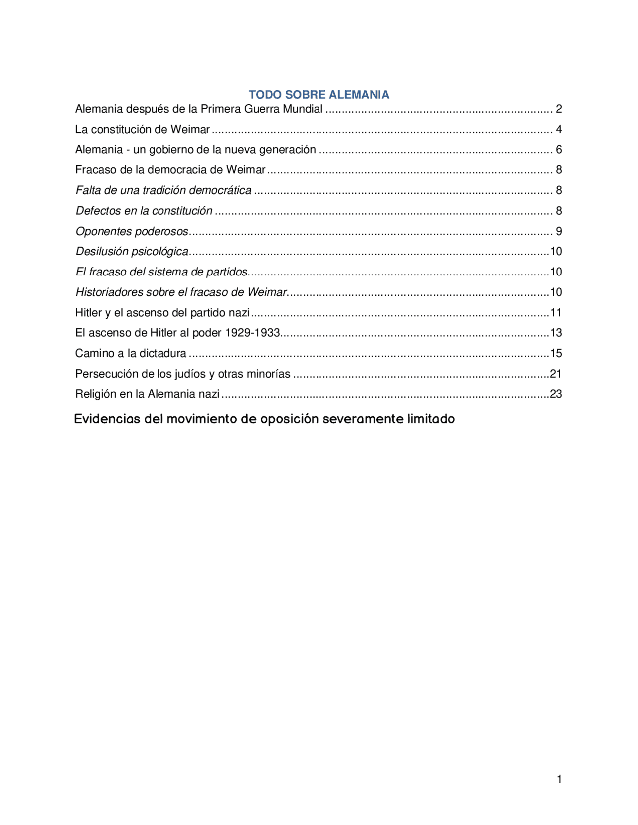 Summary of Germany [notes] | Apuntes de Historia Europea | Docsity