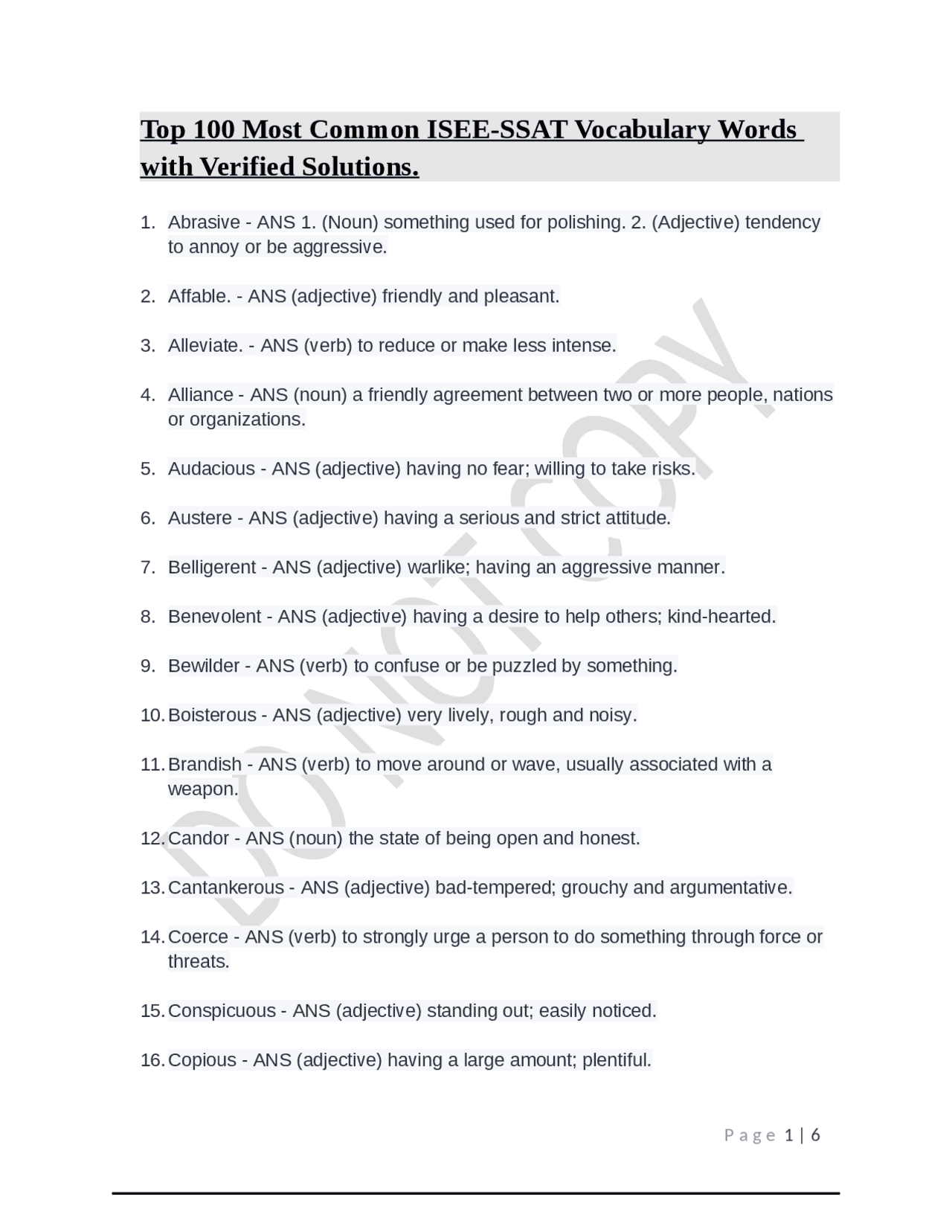 ISEE-SSAT Vocabulary: Top 100 Most Common Words | Exams Literature ...