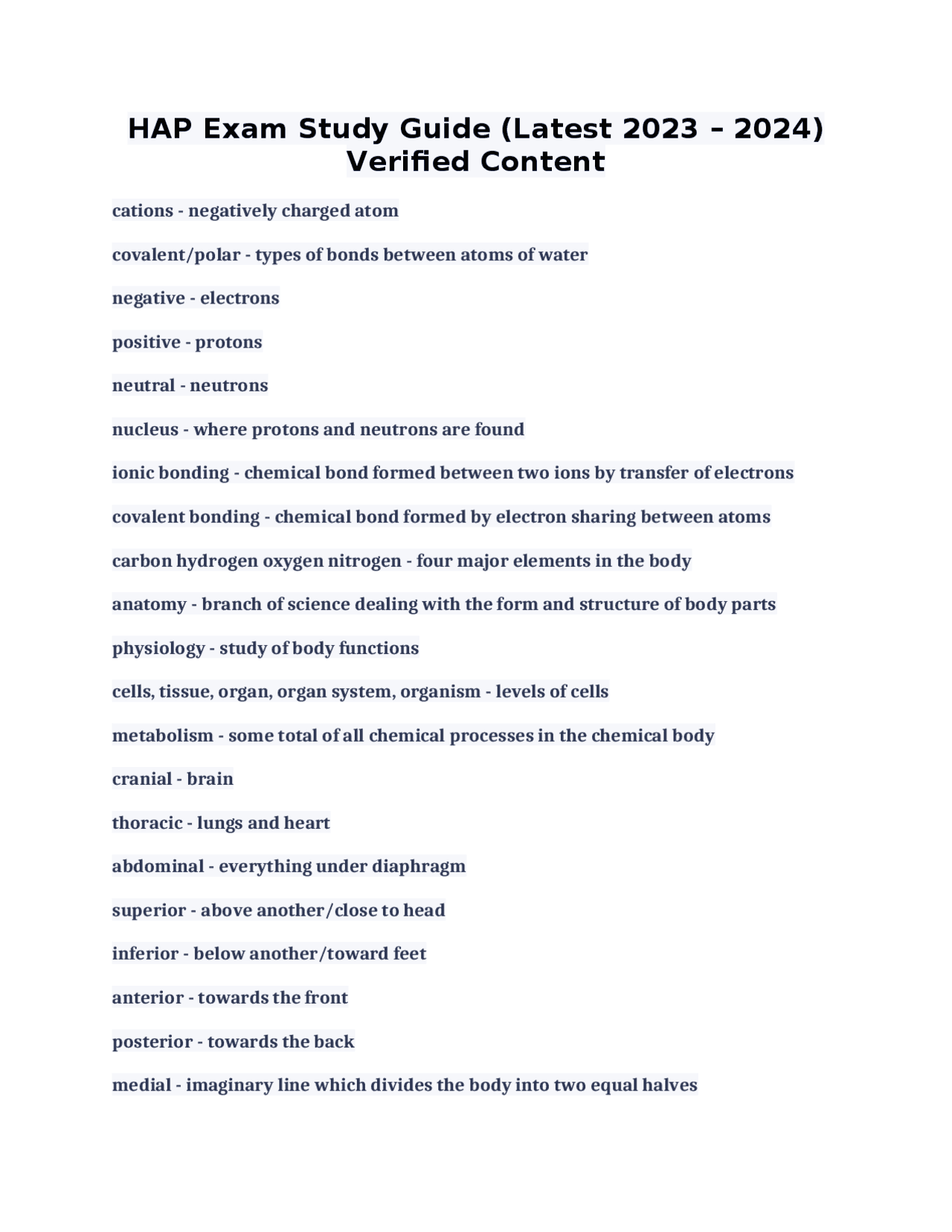 HAP Exam Study Guide (Latest 2023 – 2024) Verified Content | Exams ...