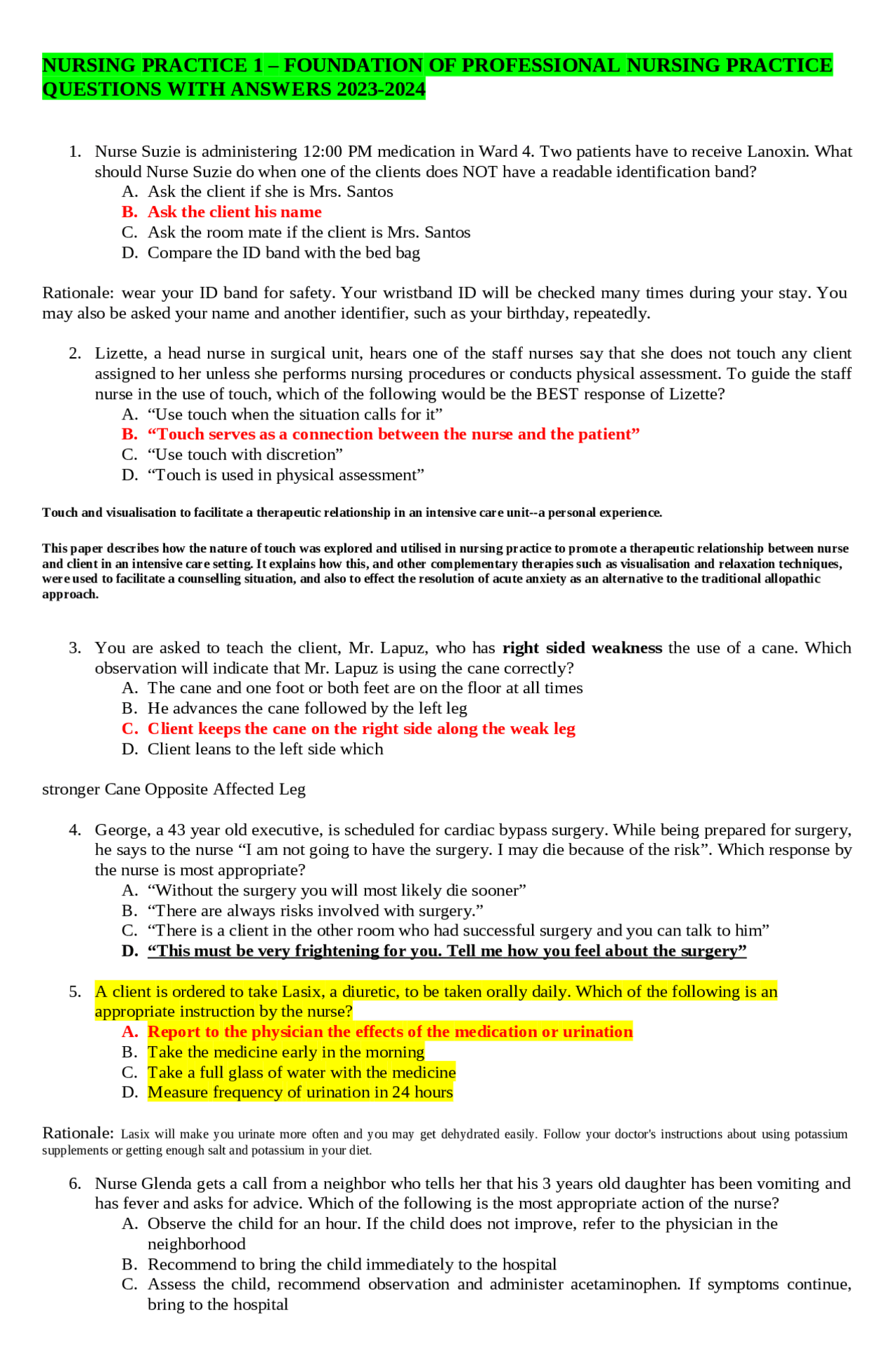 NURSING PRACTICE 1 – FOUNDATION OF PROFESSIONAL NURSING PRACTICE ...