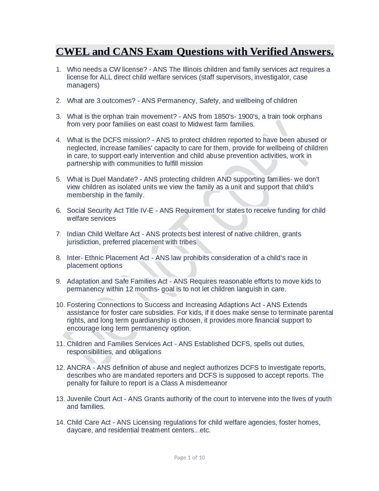 CWEL and CANS Exam Questions with Verified Answers. | Exams Sociology ...