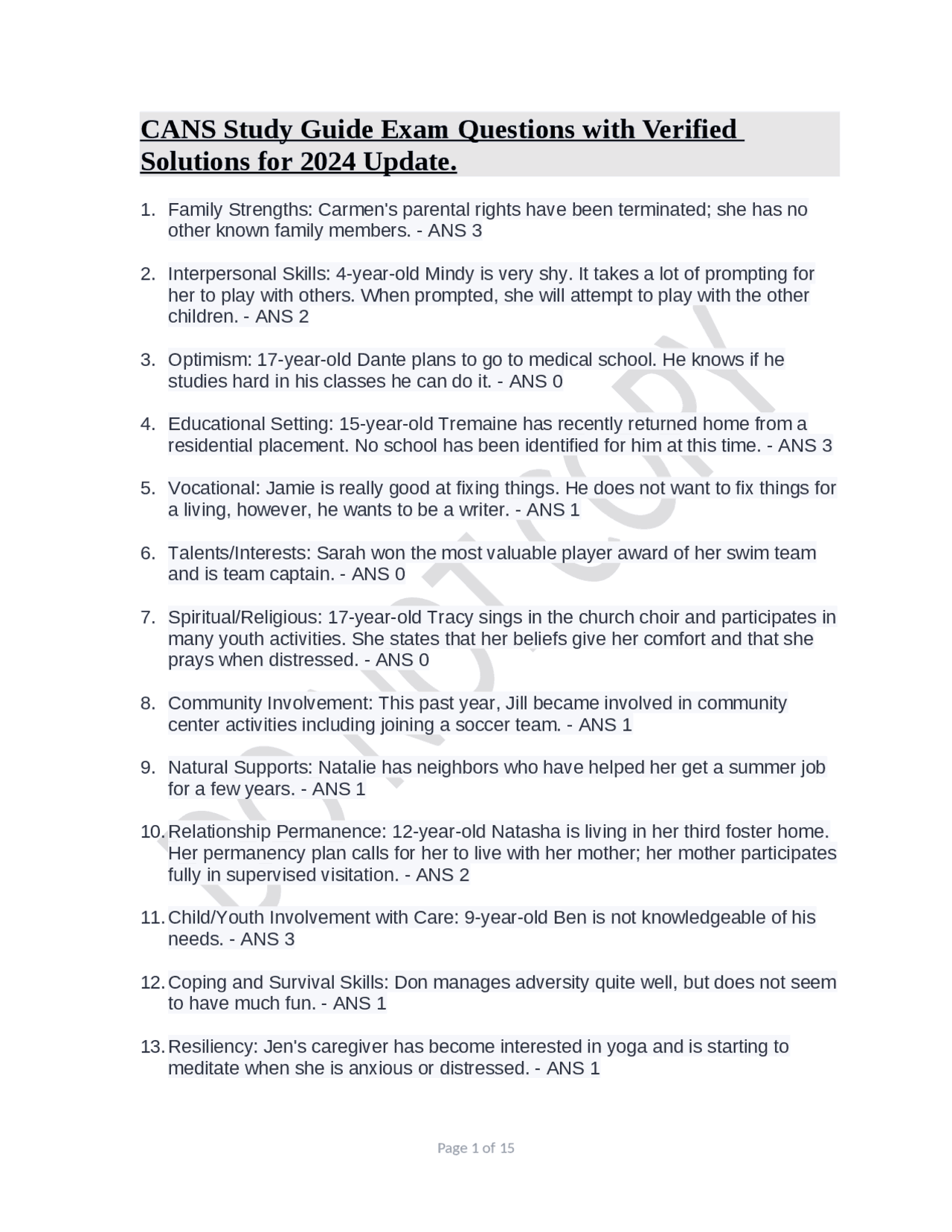 CANS Study Guide Exam Questions with Verified Solutions for 2024 Update ...