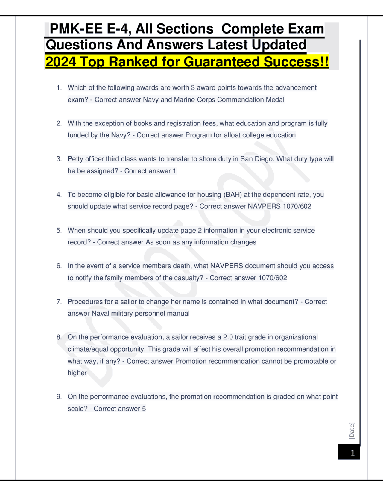 PMK EEE ALL COMPLETE EXAM Questions and Answers latest updates 2024 ...