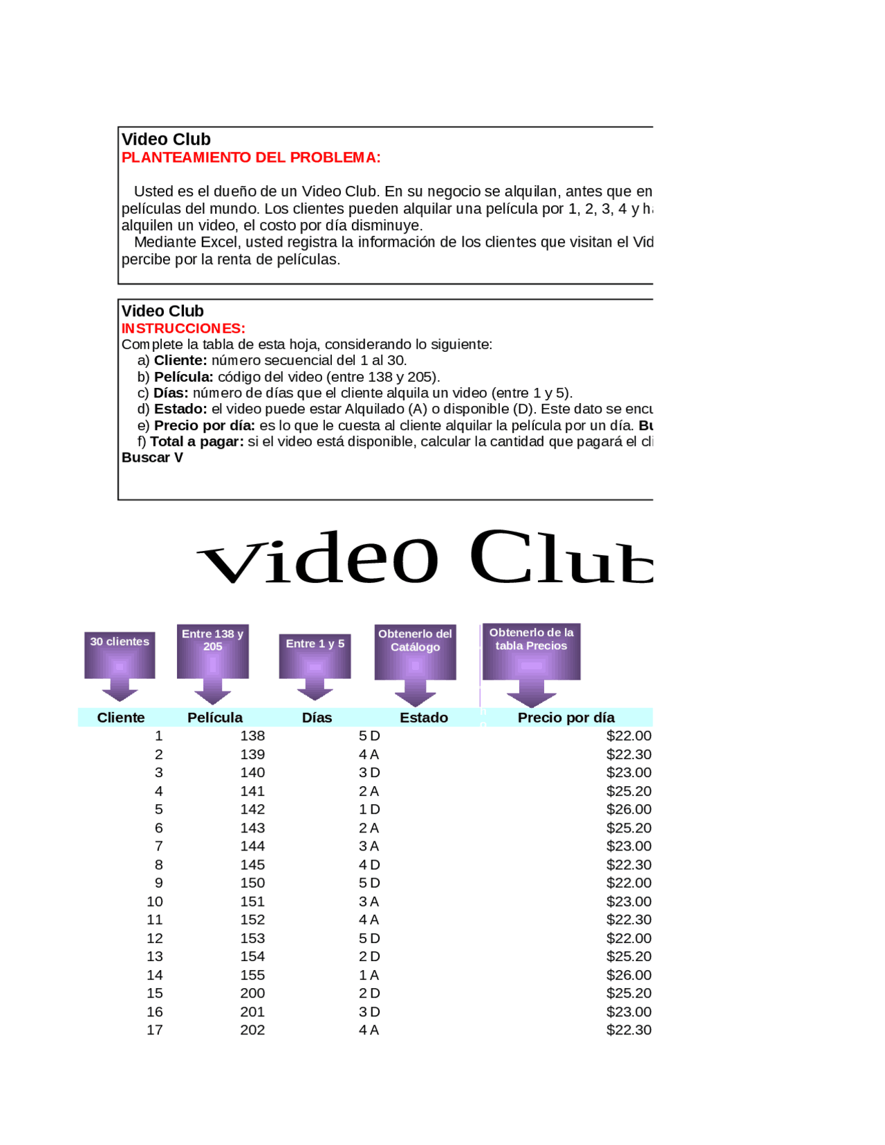 Ejercicios de Excel informatica | Ejercicios de Informática | Docsity