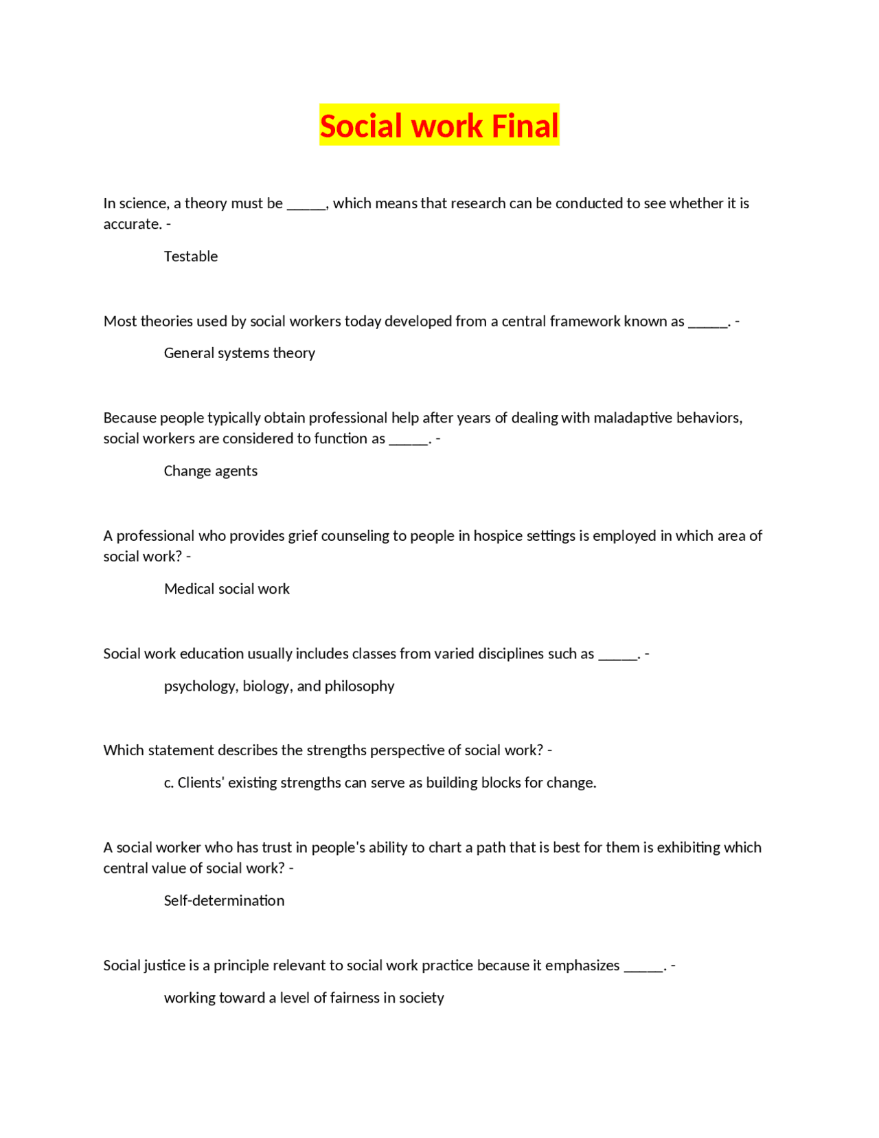 Understanding Social Work: Theories, Roles, and Principles | Exams ...