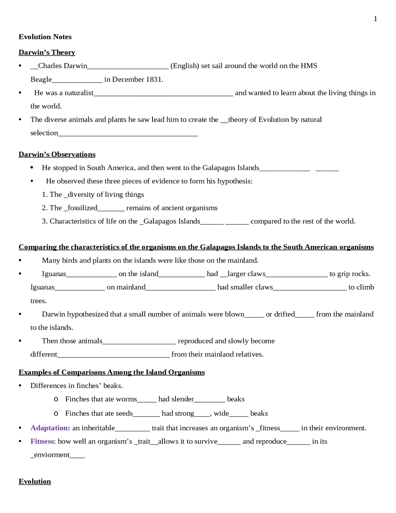 Evolution guided notes for science and is science | Lecture notes Earth ...